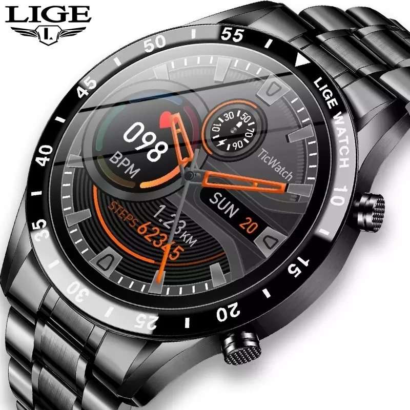 LIGE Steel Band Smartwatch With Full Circle Touch Screen For Sports And ...